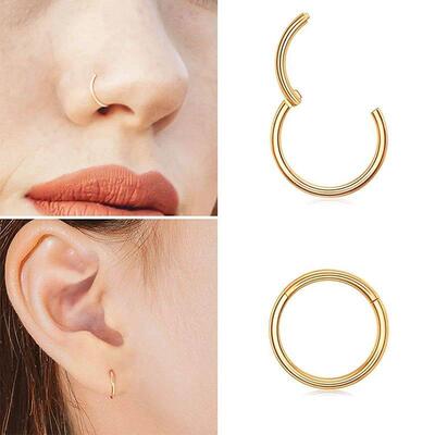 1PC Stainless Steel Nose Hoop Septum Piercing Clicker Hinged