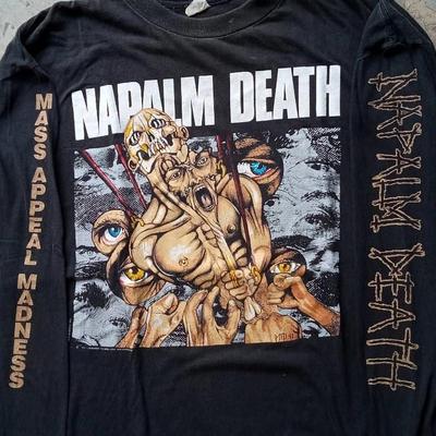 NAPALM DEATH 摇滚乐队无性别个性logo印花宽松美式百搭长袖T恤