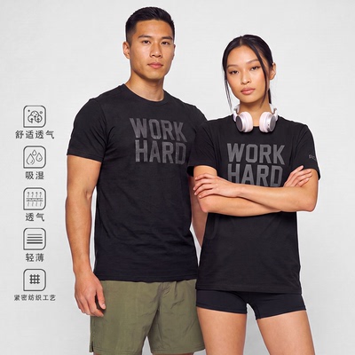 ROGUE男子运动短袖深蹲CF防滑综合训练健身work hard力量举重T恤