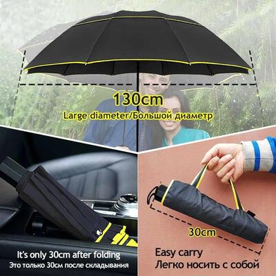 Super Big Top Quality Umbrella Double Strong Rain Woman Win