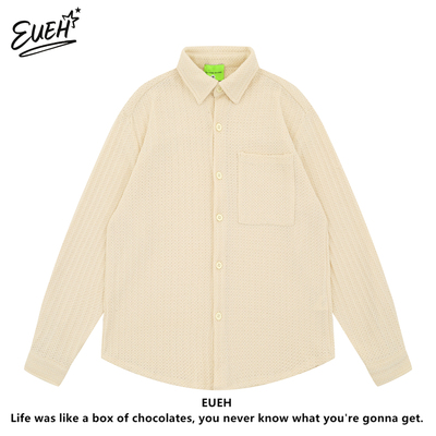 EUEH肌理感鱼骨纹提花长袖衬衫