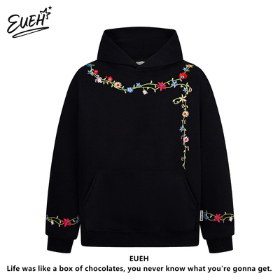 EUEH花卉花环刺绣连帽卫衣