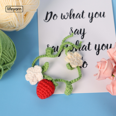 草莓花朵手链钩针材料包