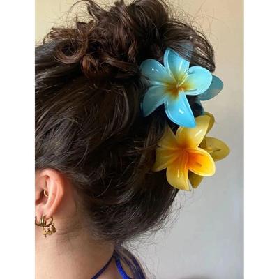 Gradient Red Flower Hair Claws Women Hair Accessories Hawaii