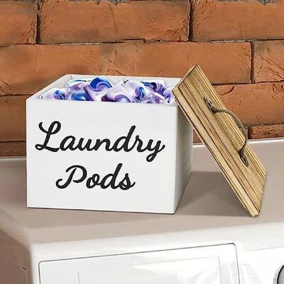 Wooden Laundry Pods Container Storage Box For Washing
