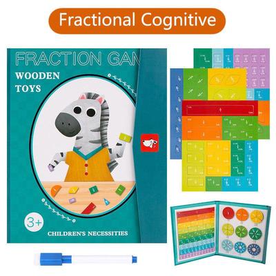 Children Magnetic Fraction Learning Math Toys Wooden Fractio
