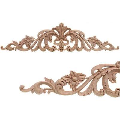 4Pcs Wood Carving Decal Wood Carved Furniture Appliques