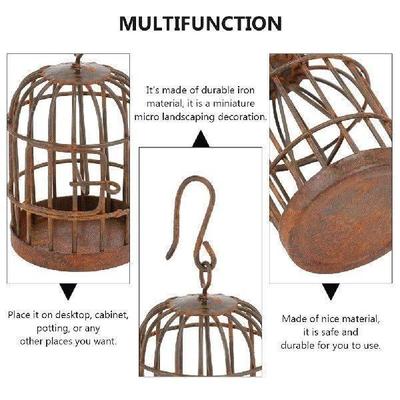 3 Pcs Miniature Iron Birdcage Decor Retro Small Size Hang