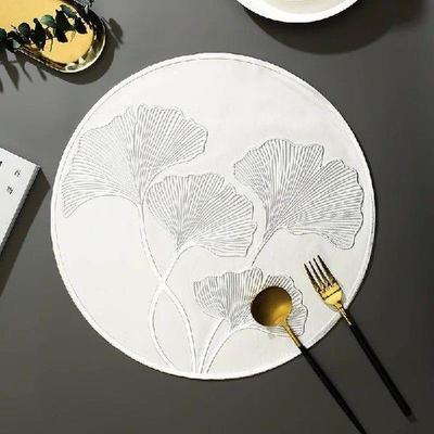 6/4pcs Ginkgo Leaf Round Placemats Nordic Home Scald Proof