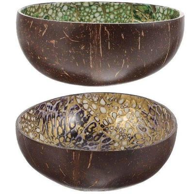 2pcs Coconut Shell Bowls Black Purple Natural Coconuts Food