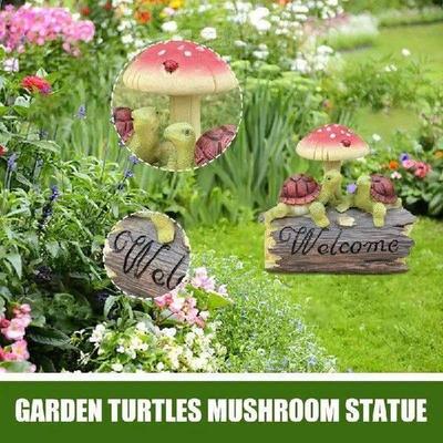 Garden Turtles Mushroom Statue Resin Turtle Mother And