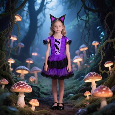 Kids Girls Purple Bat Vampire Princess Dress Fancy Cosplay C
