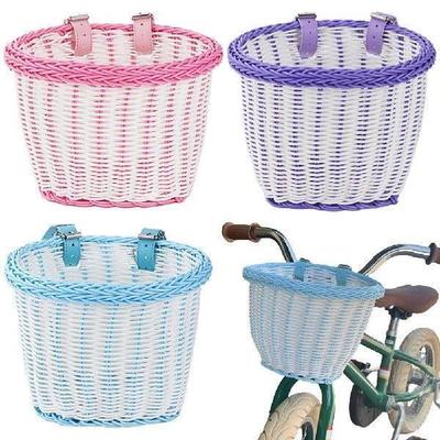 Bike Front Basket Adjustable Leather Straps Handwoven