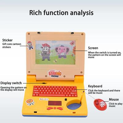 Kids Laptop Computer With LED Music Movable Screen Pattern M