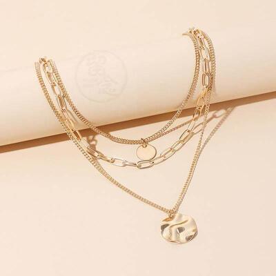 。Ins explosive chocker smooth round brand stacked multi-lay