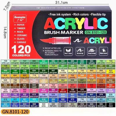 1-120 Colors GuangNa Set Acrylic Paint Markers Brush Tip Pai