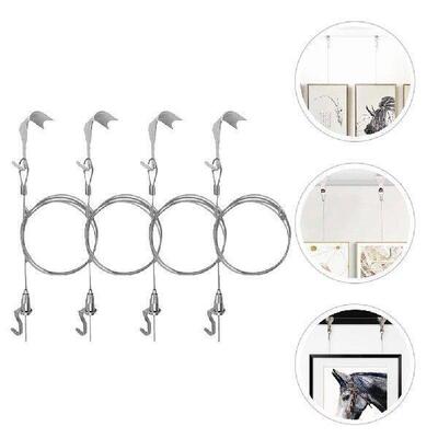 4 Sets Hanger Picture Rail Hook Black Hooks Photo Frame