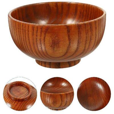Jujube Wood Bowl 15x8cm Safe Smooth Edge Food Bowl for Soup