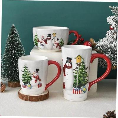 1pc, Christmas snowman ceramic coffee cup, ceramic coffee cu