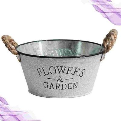Bucket Flower Pots Vintage Tin Home Plant Iron Gardening