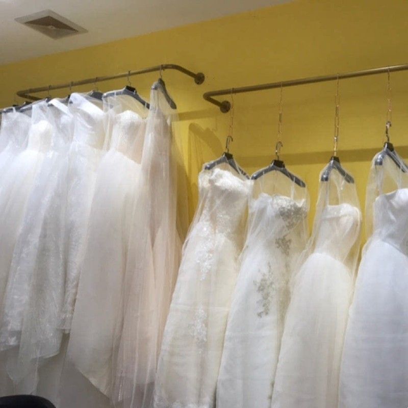 金色婚纱架子高档服装展示架壁挂式墙上旗袍吊架悬挂影楼专用礼服