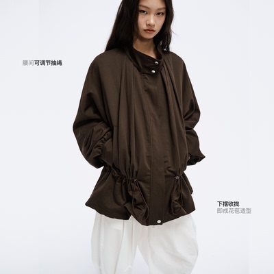COMMEUNTISSU 立领量感褶皱花苞上衣夹克外套宽松显瘦棉感
