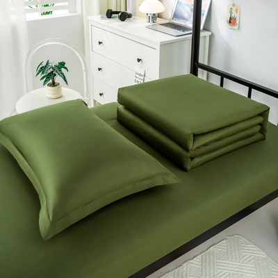 全棉纯棉军绿色床单被套六件套