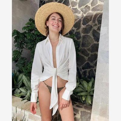 Summer tops women vintage bow elegant white blouse shirt kor