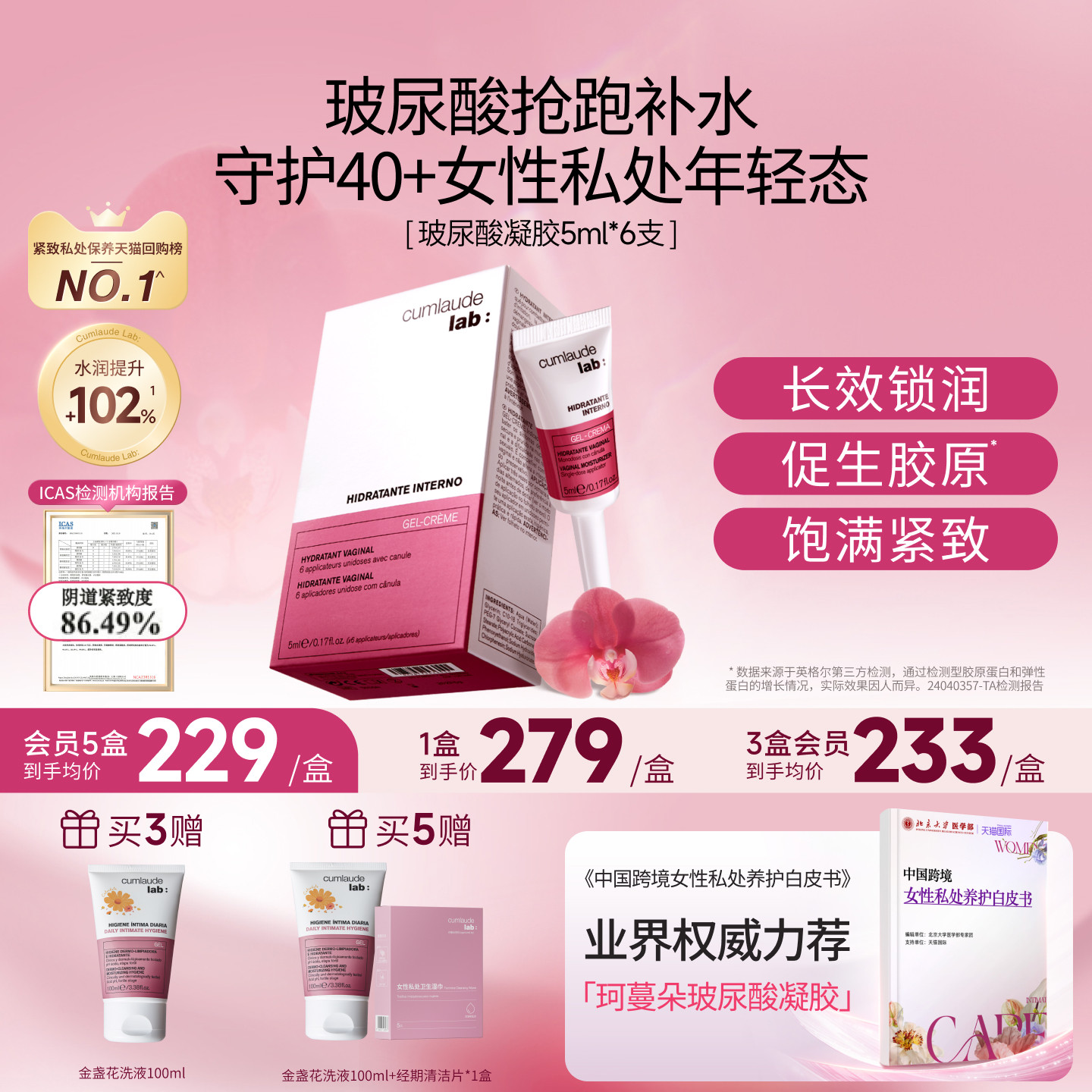 【水润紧致有力】珂蔓朵私密处玻尿酸凝胶补水滋润修护理女性
