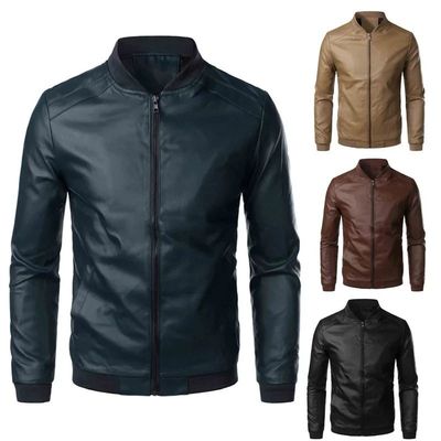 Leather Jacket For Men 2023 Winter Pu Leather Coat Baseball