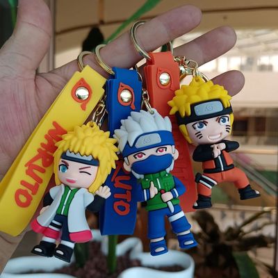 Miniso Cute Anime Character Naruto 3d Keychain On The Phone