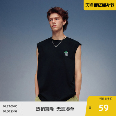 【大力水手联名】BEASTER菠菜logo刺绣背心夏新款纯棉宽松上衣