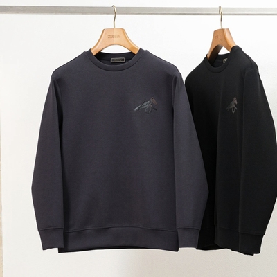 轻奢品级液氨工艺水柔棉！秋冬男士高端圆领空气层纯色卫衣外套潮