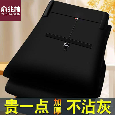 高档男裤秋冬加绒厚款弹力男士西裤免烫弹性直筒高腰商务休闲裤