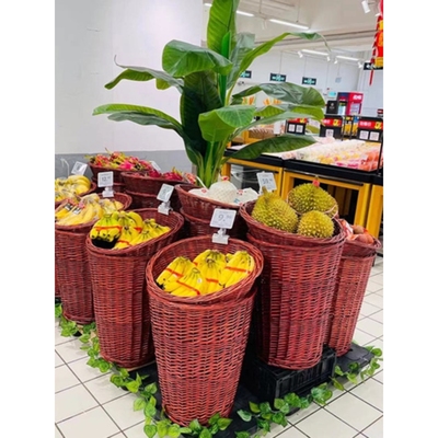 水果筐藤编堆头篮超市陈列筐果蔬展示筐竹编织水果收纳筐商超藤篮