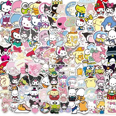 50/100Pcs Kawaii Hello Kitty Kuromi Cinnamoroll Stickers