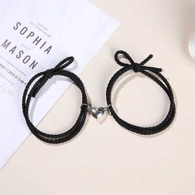 Two Halves Heart Magnetic Couple Bracelet Steel Pendant
