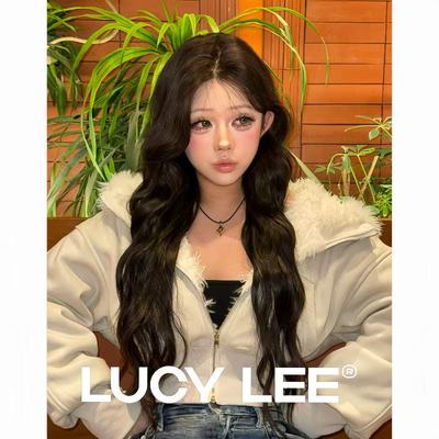 LUCYLEE【黑茶夏奇拉-免修剪假发】精修黑茶色层次水波卷假发头套