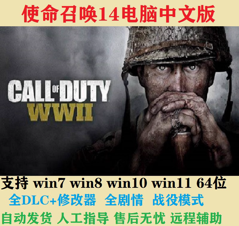 使命召唤14二战PC电脑单机中文版COD14全剧情赠送修改器免steam_虎窝淘
