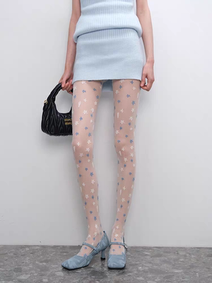 JWstylish星星印花连裤袜丝袜