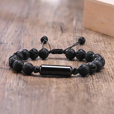 Men Bracelet Volcanic Rock Beaded Adjustable Bracelets for