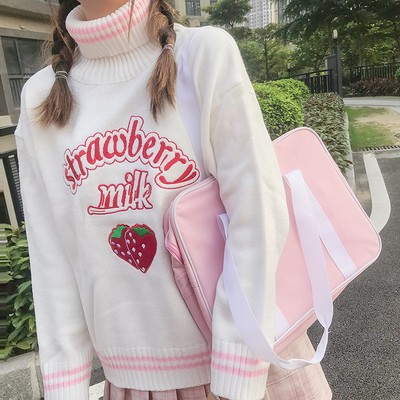 Cute Strawberry Embroidered Loose Sweater Women's Sweaters J