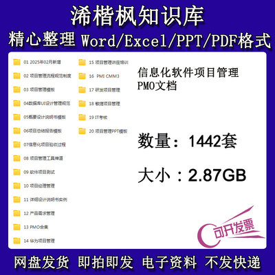 信息化软件项目管理PMO文档模板案例教程管理办法制度规范资料