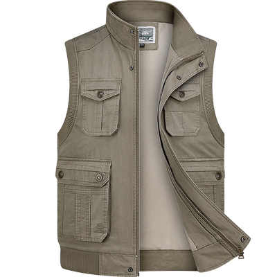 春秋款多口袋纯棉工装马甲