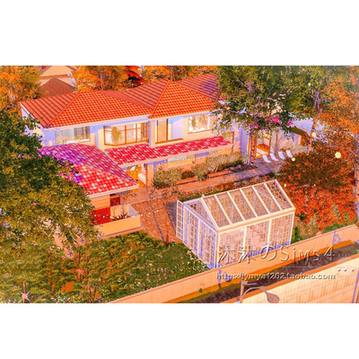 模拟人生4CC房屋mod|PinkHouse|2卧2卫住宅一套带家具|50x40|#483