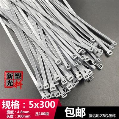 5x300国标(4.8)长30cm彩色银灰色塑料锁扣尼龙扎带足量100根新光