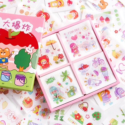 极速Cute biig explosion sticker gift box manual decoration s