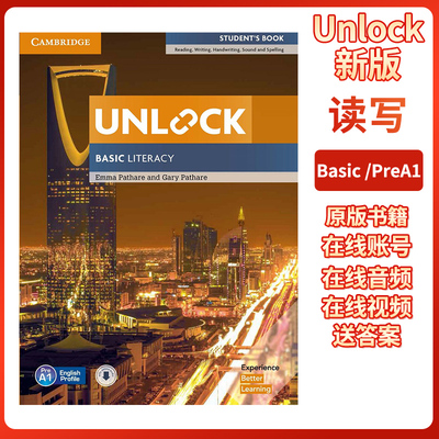 正版剑桥中学英语Unlock basic literacy 第二版预备级读写 学生书+账号 在线音频视频&Classroom App 原版进口 英语教材 PreA1
