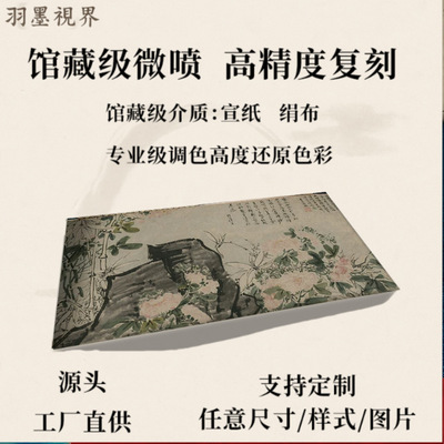 明徐霖花卉泉石图国画真迹高