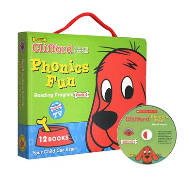 英文原版 大红狗克里弗系列 Clifford Phonics Fun Pack 4 12册礼盒装附CD 儿童趣味绘本 The big Red Dog 自然拼读入门启蒙故事